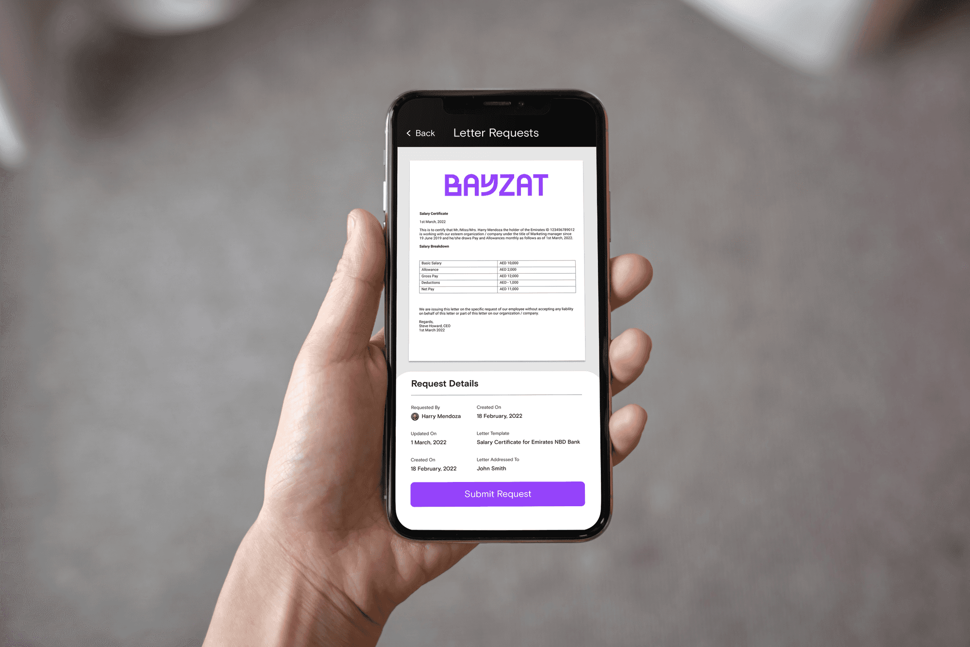 Letter Requests HR software Dubai, UAE - Bayzat